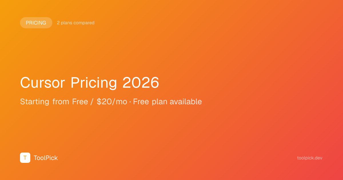 Cursor Pricing 2026: Plans, Costs & Free Tier Breakdown | ToolPick